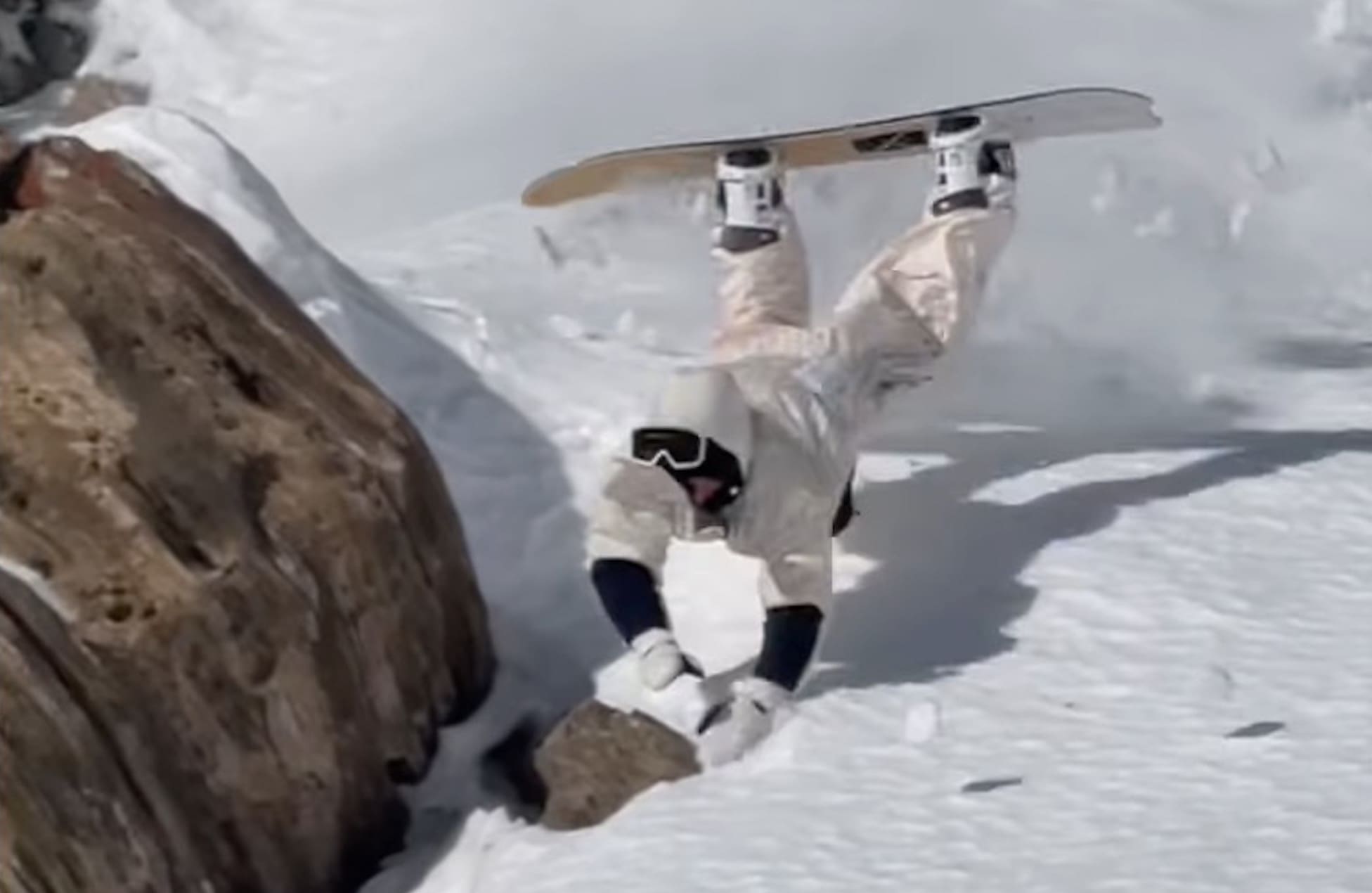 Snowboarder Comes Within Inches of Smashing Face On Rocks - Unofficial ...