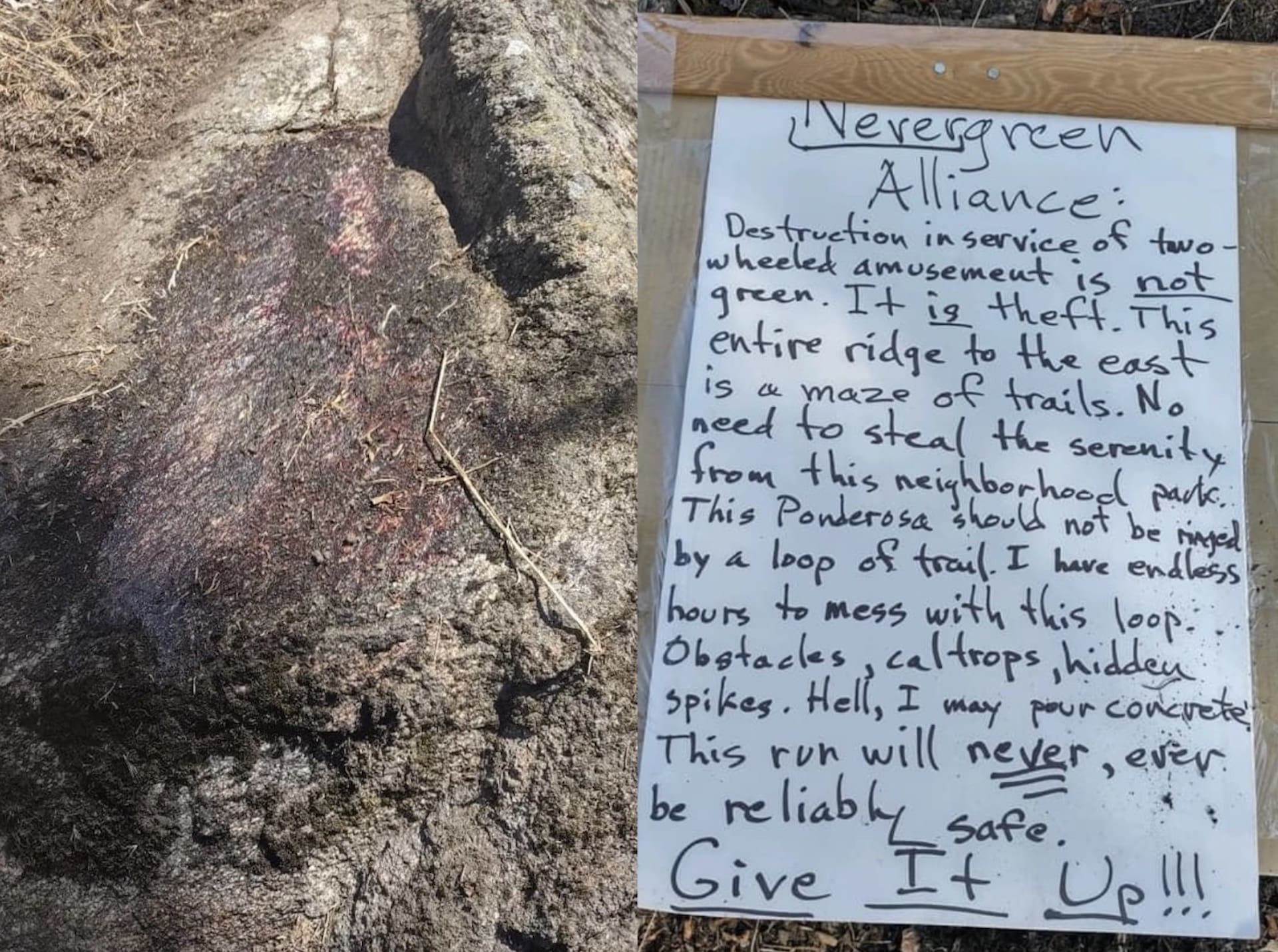 Saboteur Booby Traps Mountain Bike Trail With Greased Rocks, Spikes ...