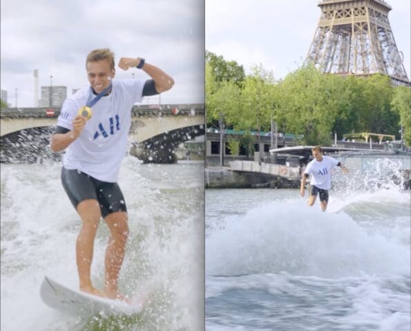 Gold Medal Winner Surfs Next To The Eiffel Tower - Unofficial Networks