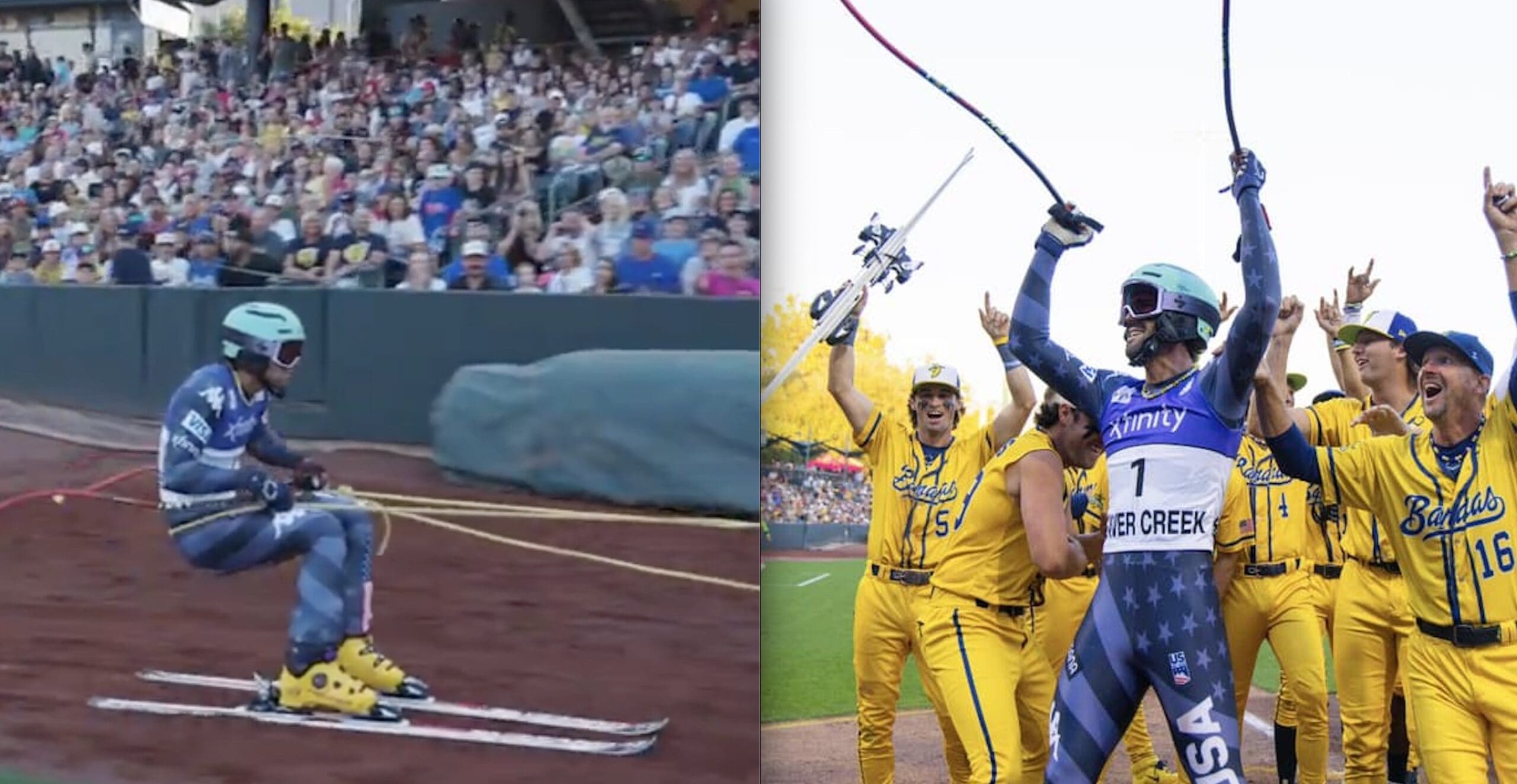 Baseball Player Hits Home Run In Full Ski Racing Gear - Unofficial Networks