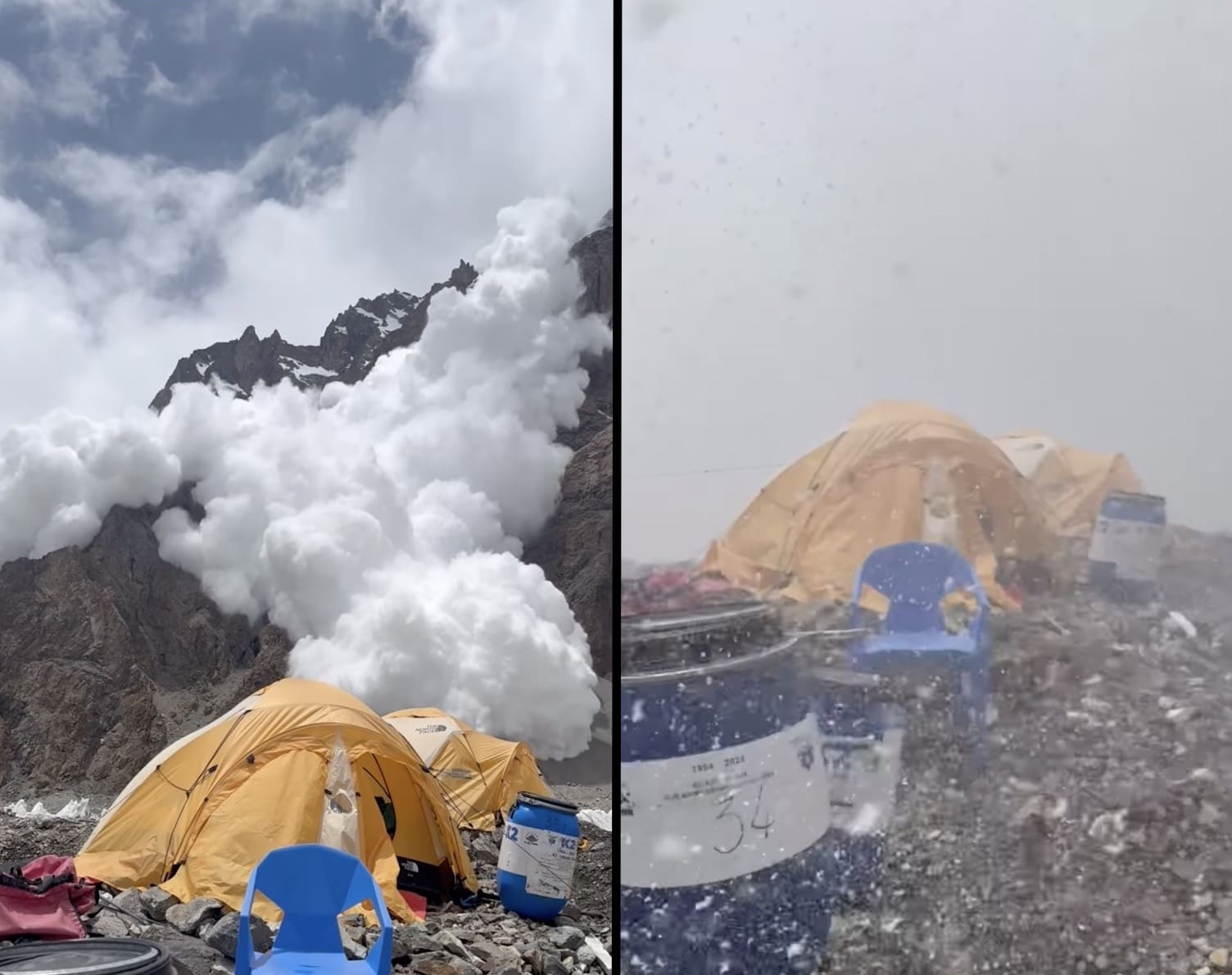Italian Climbers Capture Massive Avalanche Ripping Towards K2 Base Camp ...