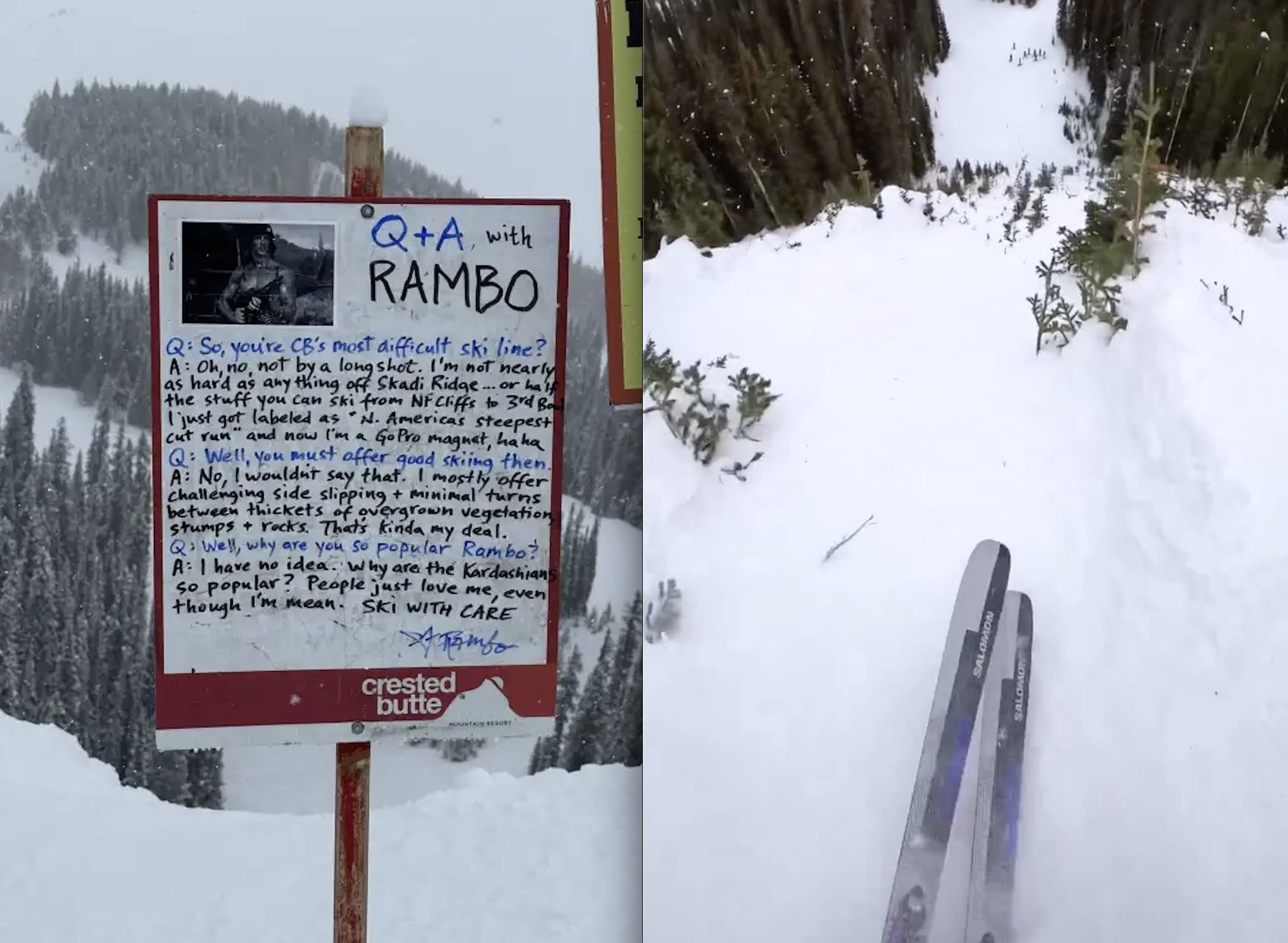 Professional Skier Takes On "Rambo" The Steepest Cut Run In America ...
