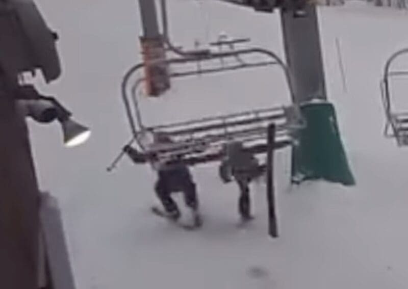 Ski Patrollers Ungracefully Fall Off Chair Lift - Unofficial Networks