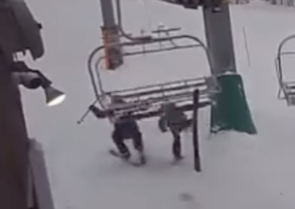 Ski Patrollers Ungracefully Fall Off Chair Lift - Unofficial Networks