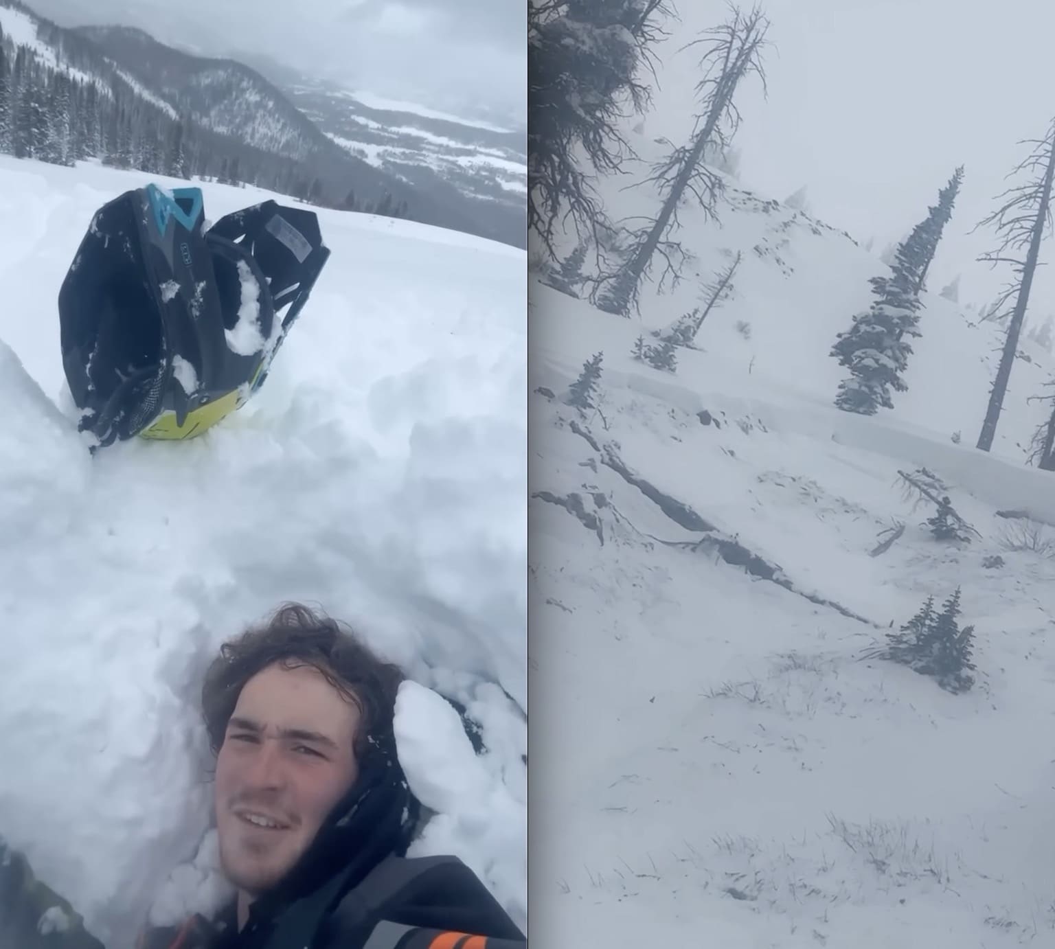 Snowmobiler Lucky To Be Alive After Being Fully Buried In An Avalanche ...