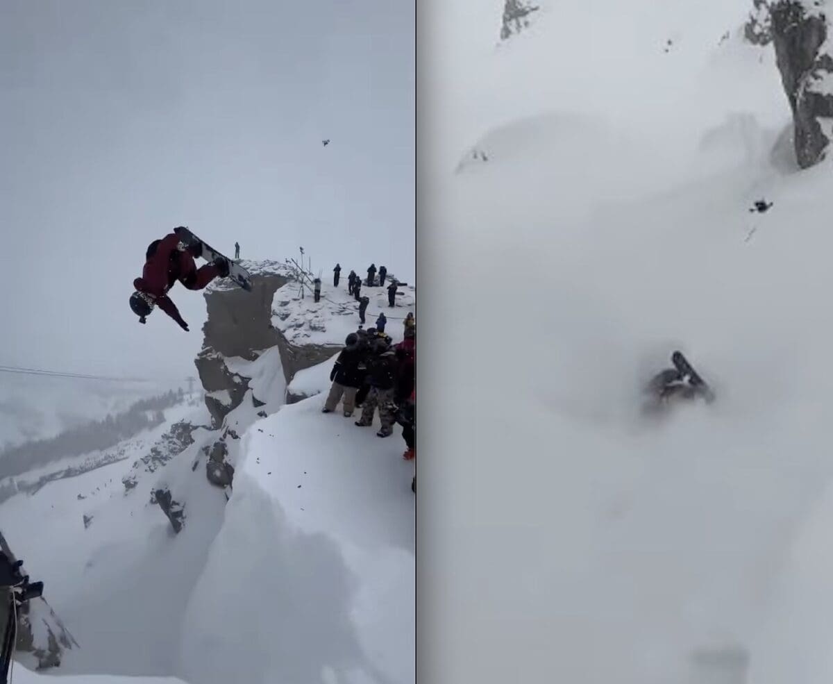 Professional Snowboarder Crashes Flat On His Back In Corbet's Couloir ...