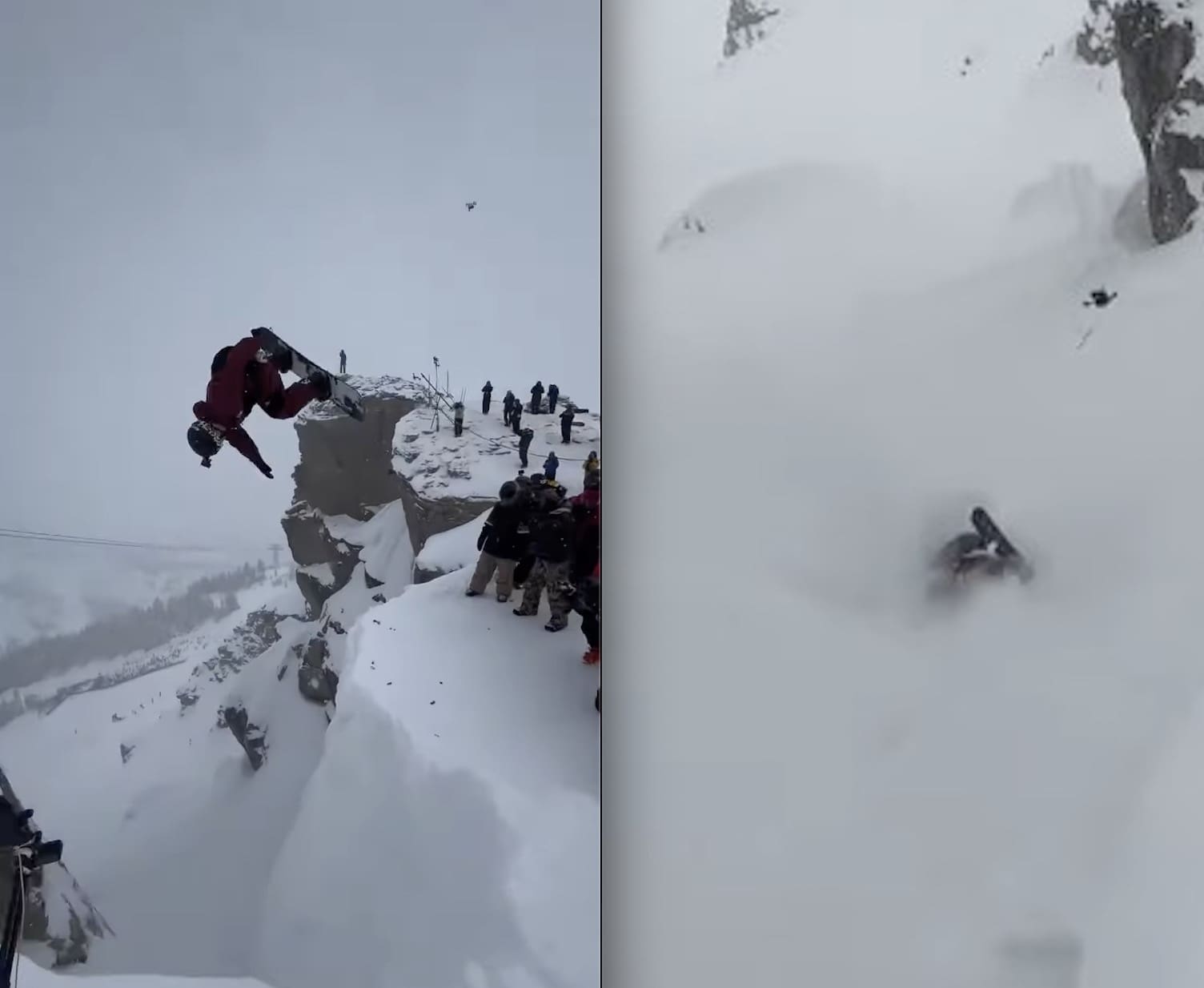 Professional Snowboarder Crashes Flat On His Back In Corbet's Couloir ...