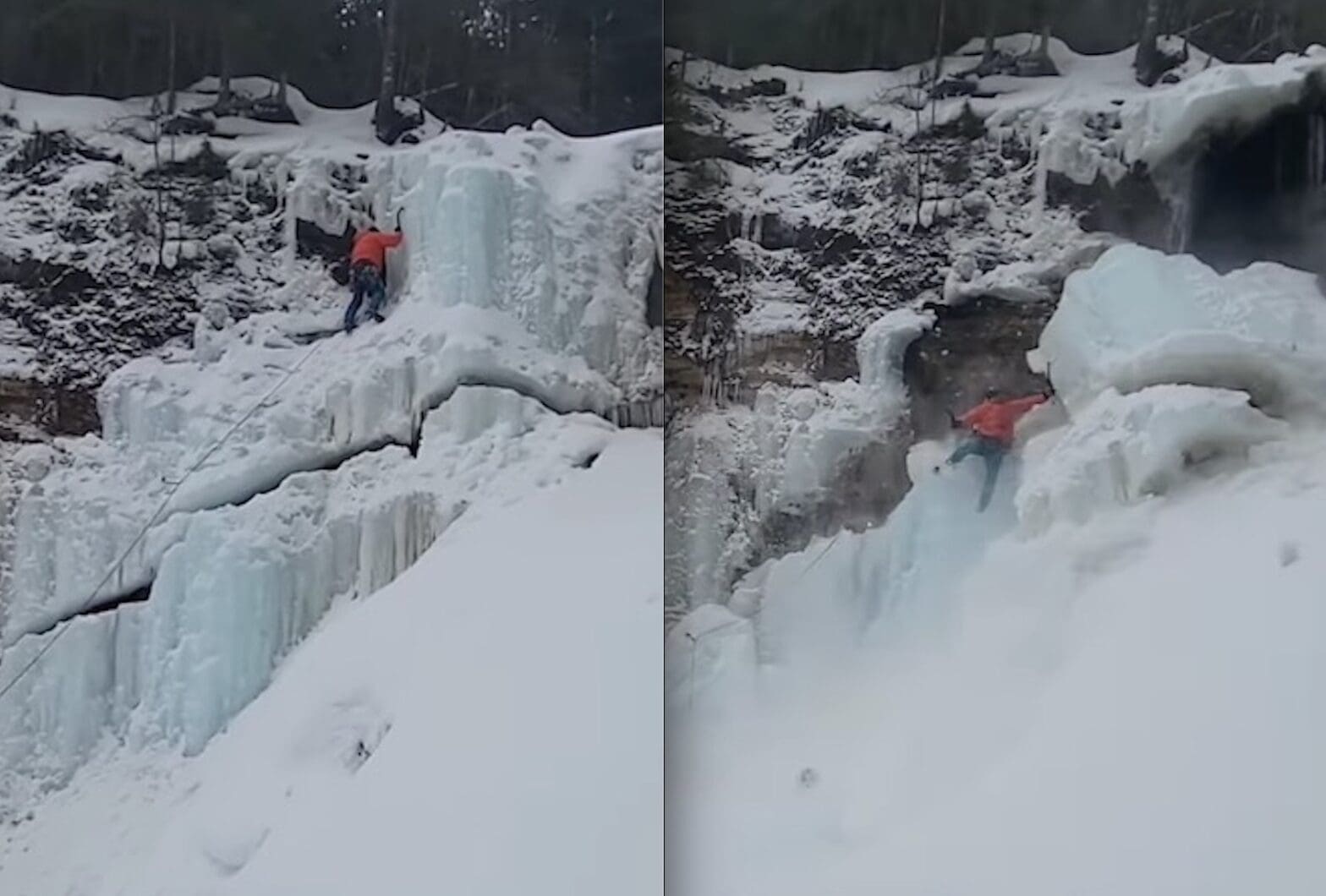 Ice Climber Miraculously Survives 60,000lbs Frozen Waterfall Collapse ...