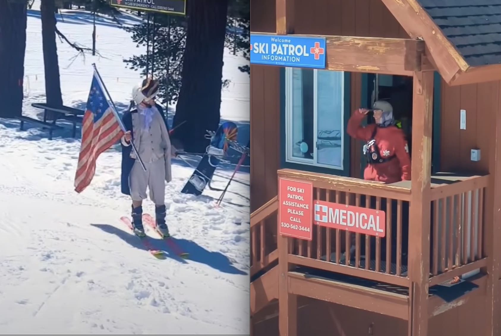 Skier Dressed As George Washington Challenges "Red Coats" At Northstar ...