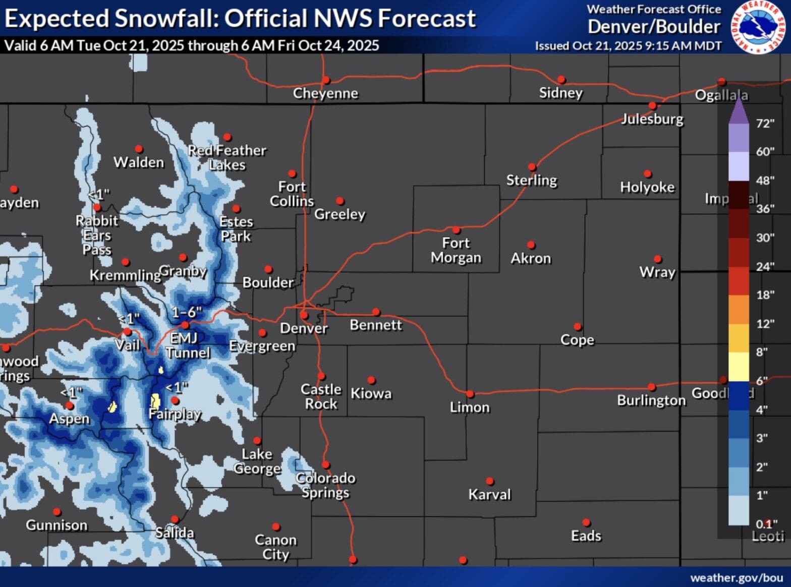 National Weather Service Forecasts Major Snowfall Across Colorado ...