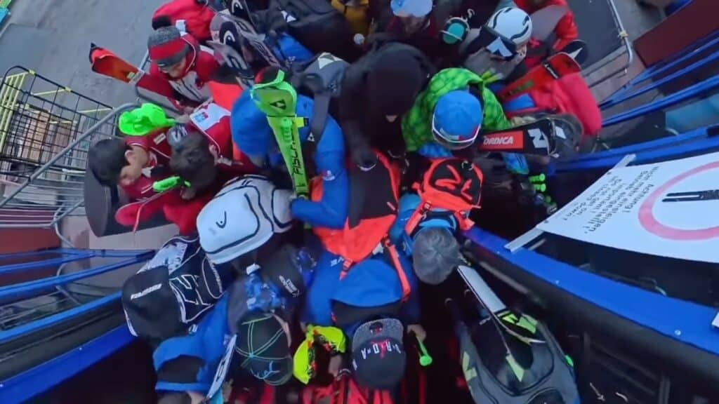 Skier Captures The Chaos Of A European Lift Line - Carving Skills
