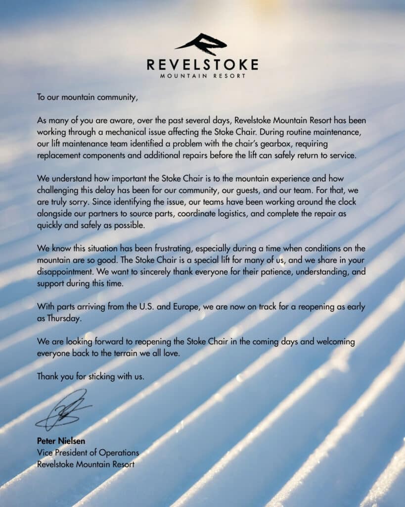 Snowy Canadian Ski Resort Issues Apology Due To Chairlift Woes ...