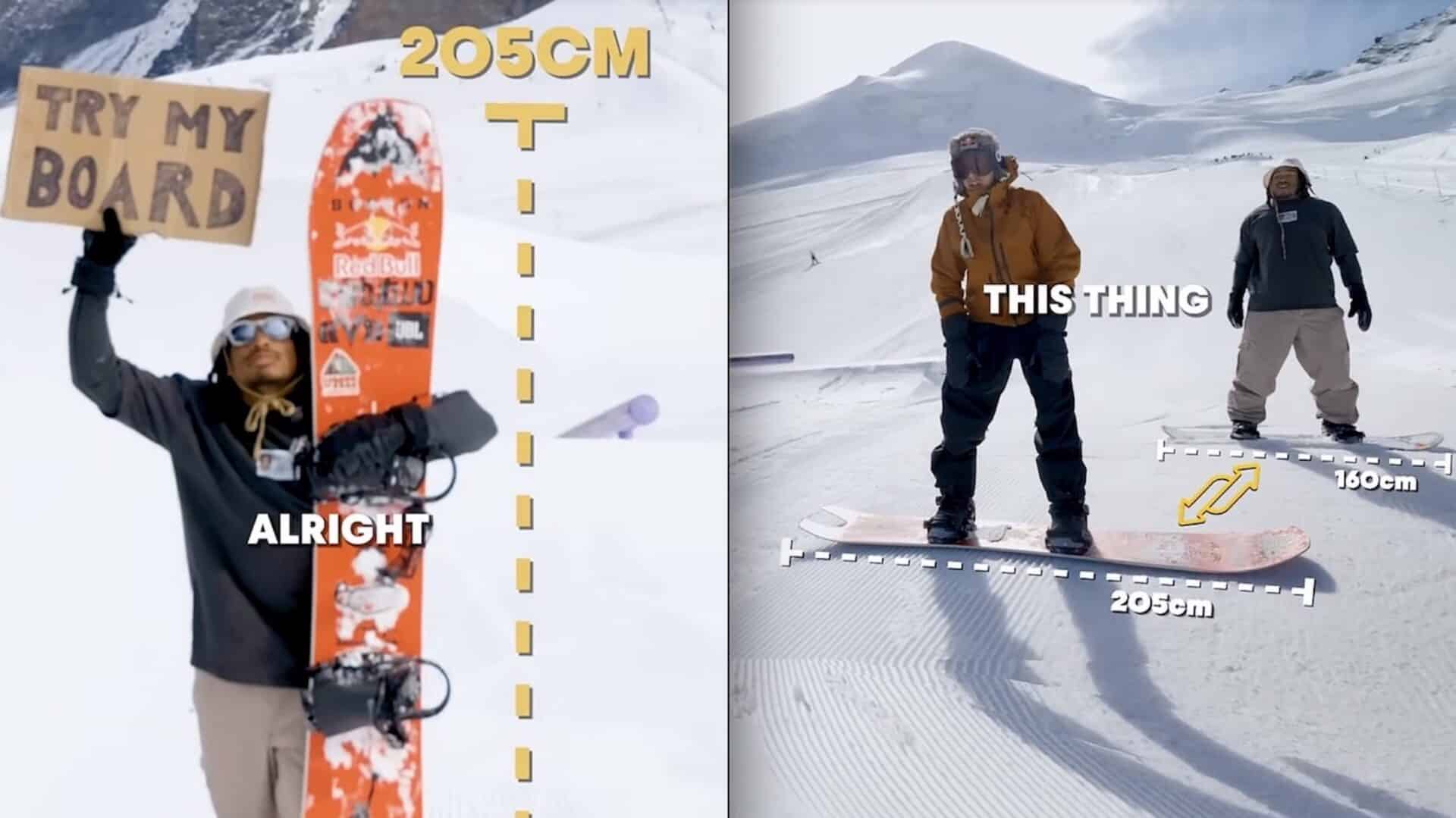 Pro Snowboarders Try Zeb Powell's Enormous 205cm Snowboard - Unofficial ...