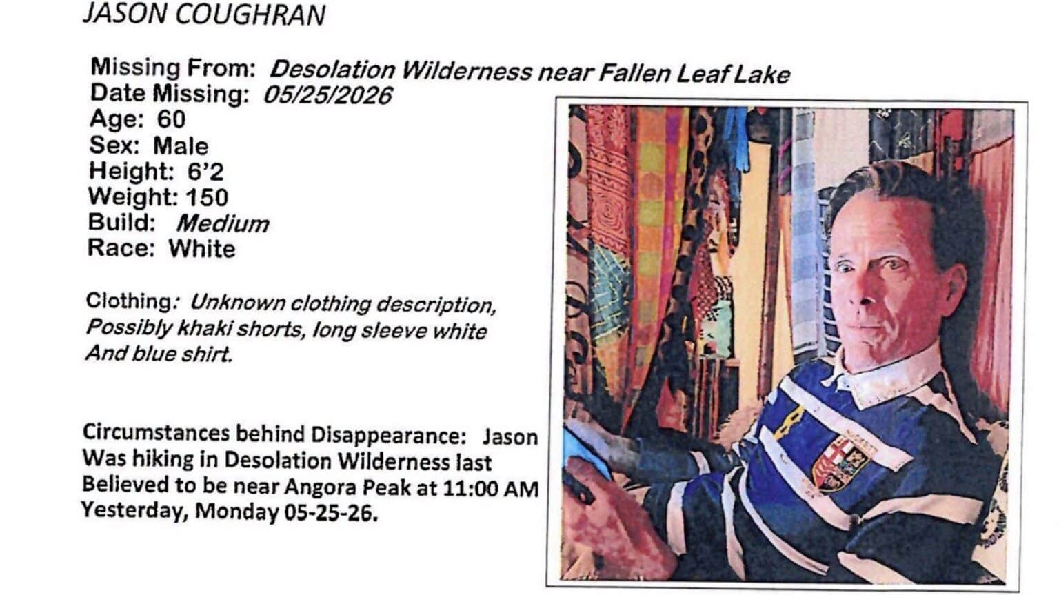California Sheriff's Office Seeks Assistance In Locating Missing Hiker ...