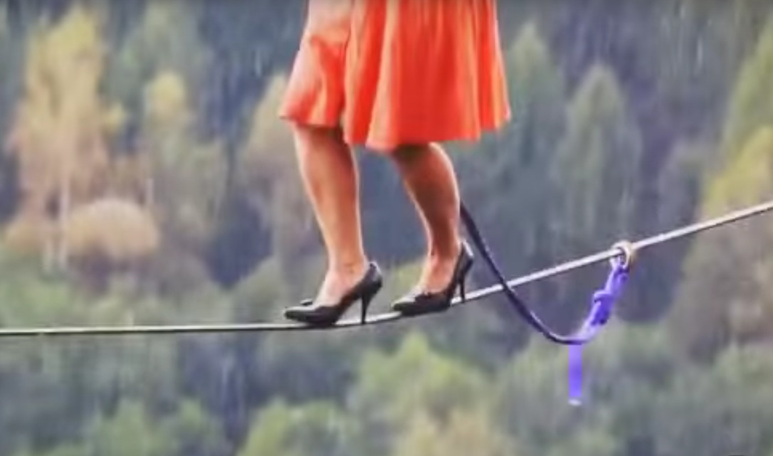 VIDEO: Woman Walks Tightrope In High Heels | Unofficial Networks