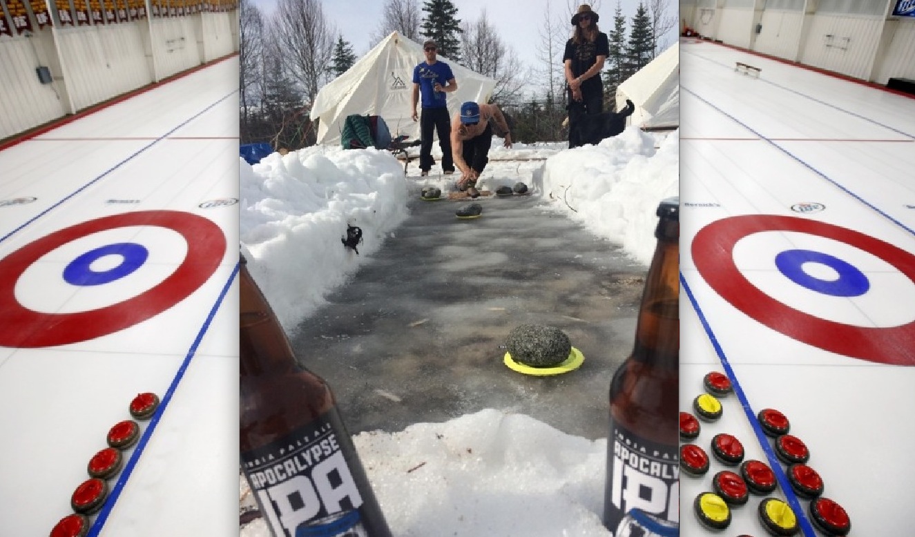 SKI-BUM CURLING (Disc-Golf, Heavy Rocks, Frozen Puddle & BEER ...