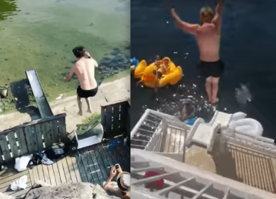 WATCH: Waterslide Bomb Drop Victory VS. Waterslide Bomb Drop Fail