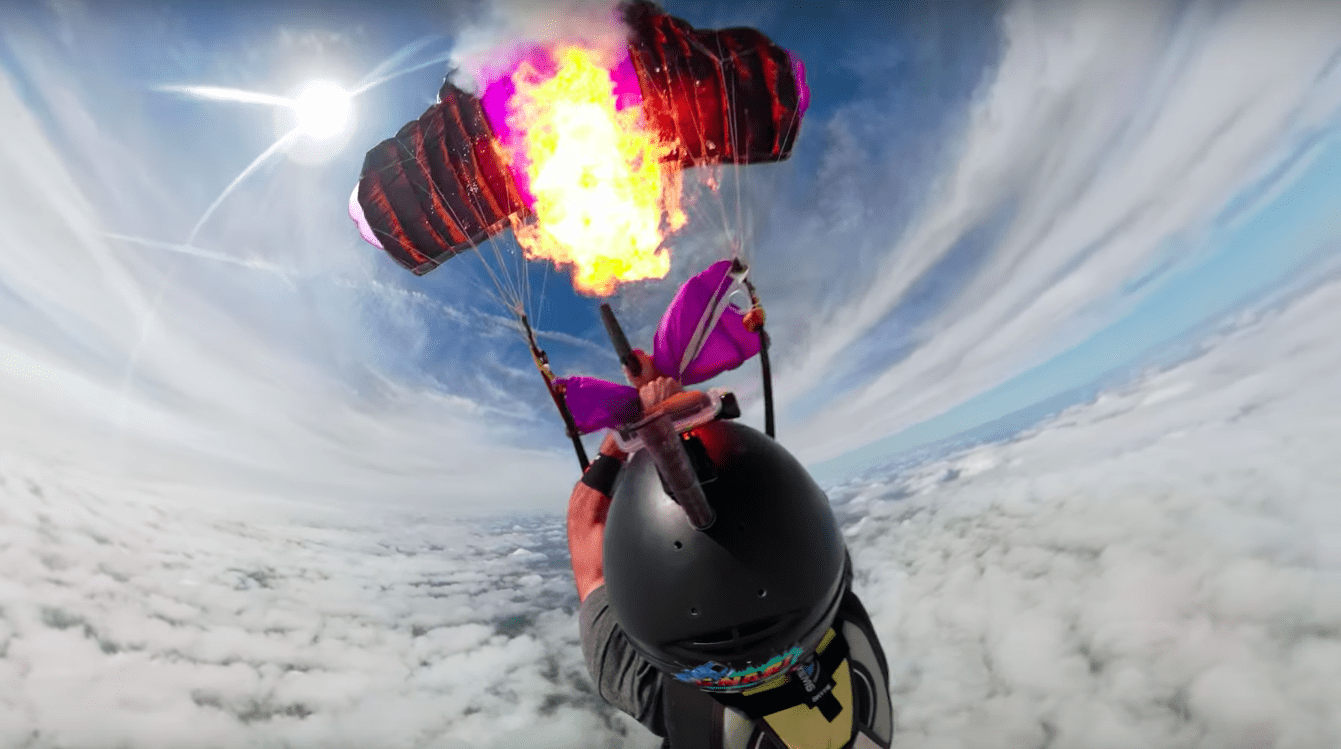 Gasoline Soaked Parachute + Flare Gun = GoPro Award Winning Video