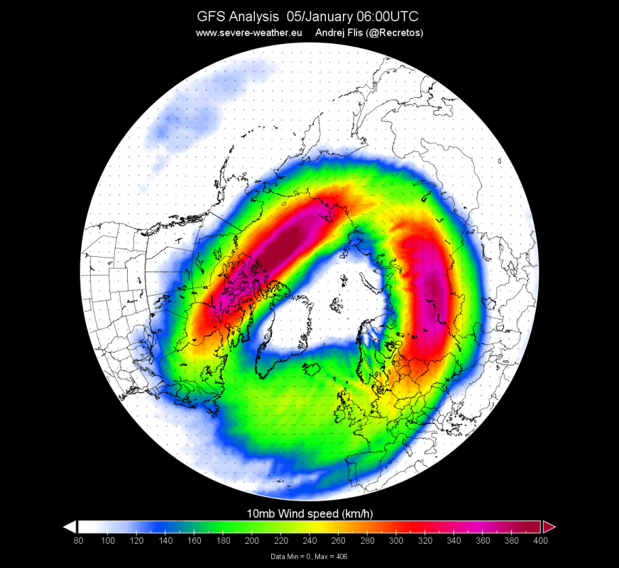 Stratospheric Polar Vortex Spinning 375mph Could Connect With Lower ...
