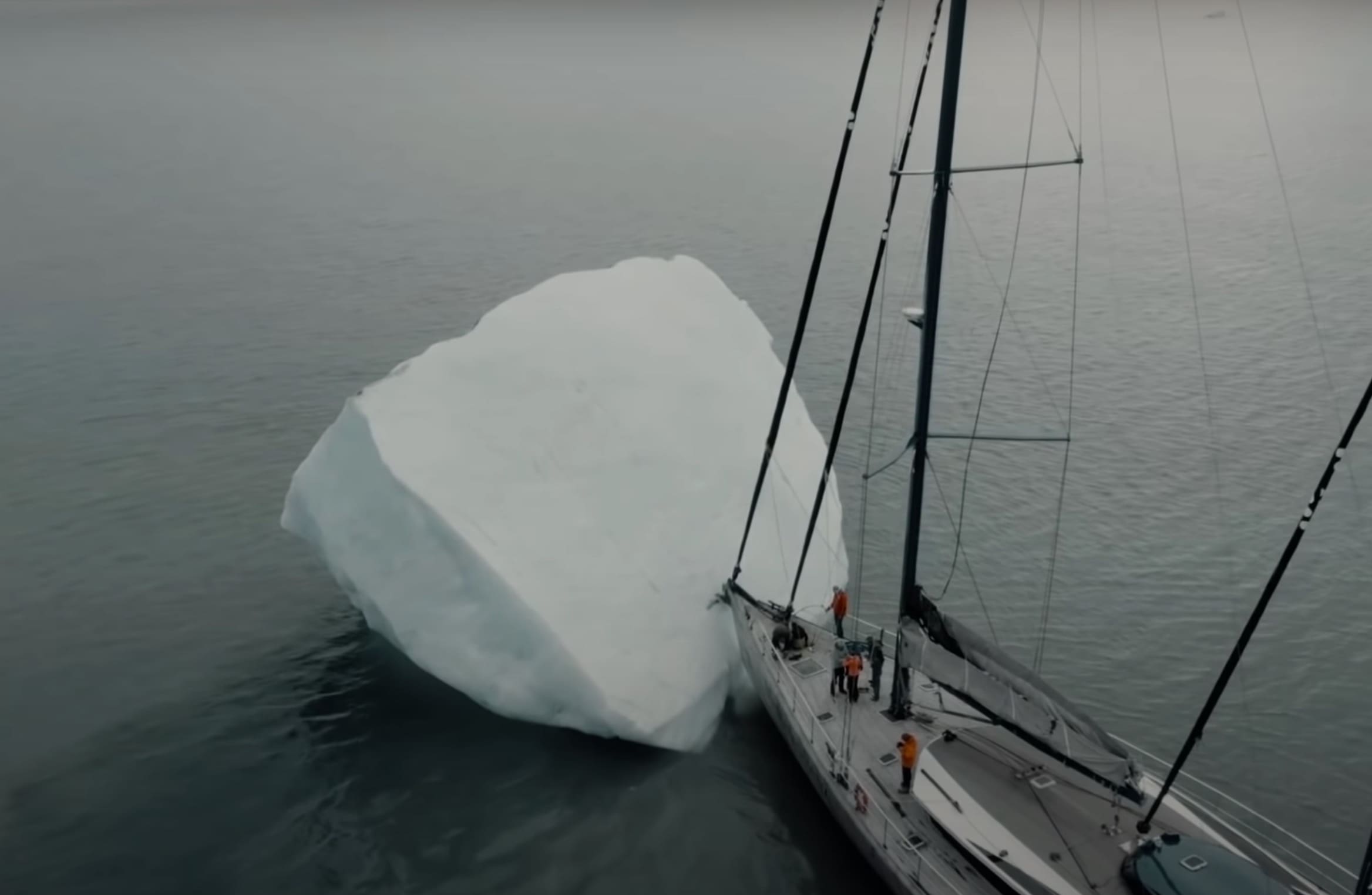 Sketchy Moment When Iceberg Flips With Climbers On It