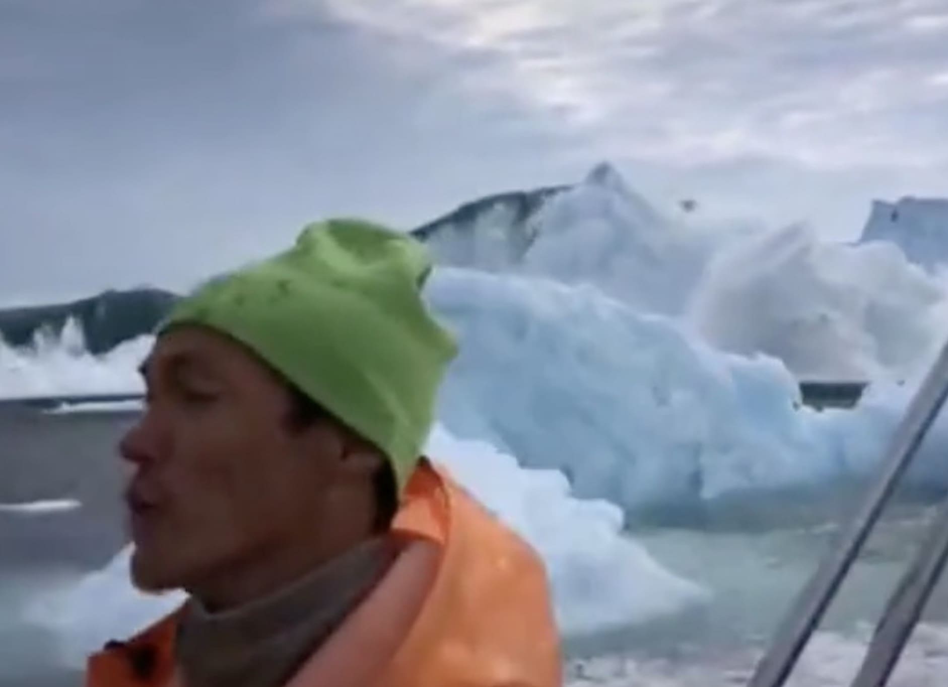 VIDEO: Small Boat Hauls Ass To Escape Iceberg Tsunami
