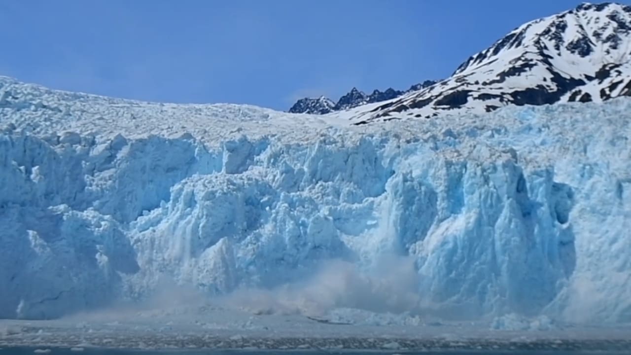 Substantial Glacier Calving Event Witnessed By Tourist Boat ...