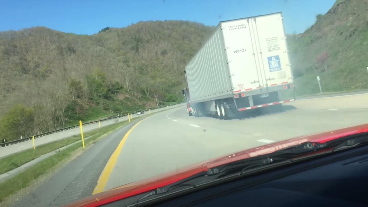 Semi-Truck Uses Runaway Truck Ramp