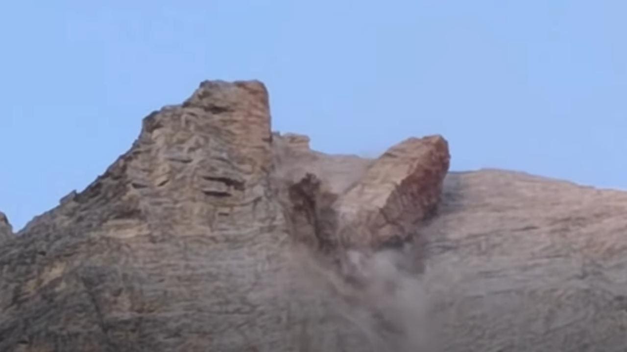 Mountain Peak Collapsing Caught In Real-Time