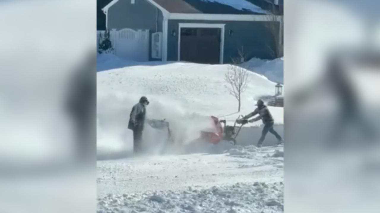 Neighbors Battle Each Other With Snow Blowers (Hilarious Video)