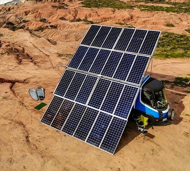 100% Solar-Powered RV…Unroll Panels & Charge Anywhere