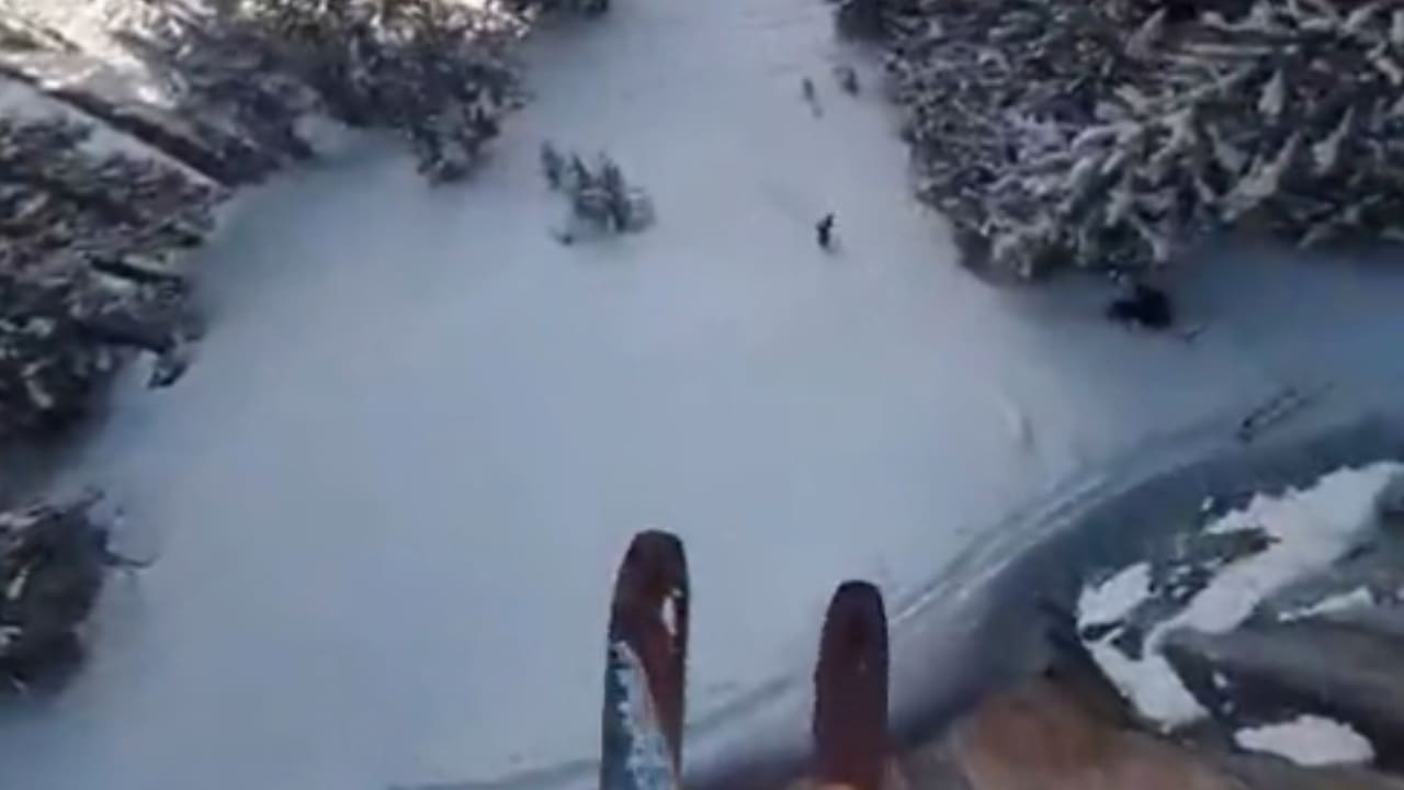 Skier Miraculously Survives Flat Landing On Cliff Drop Watch