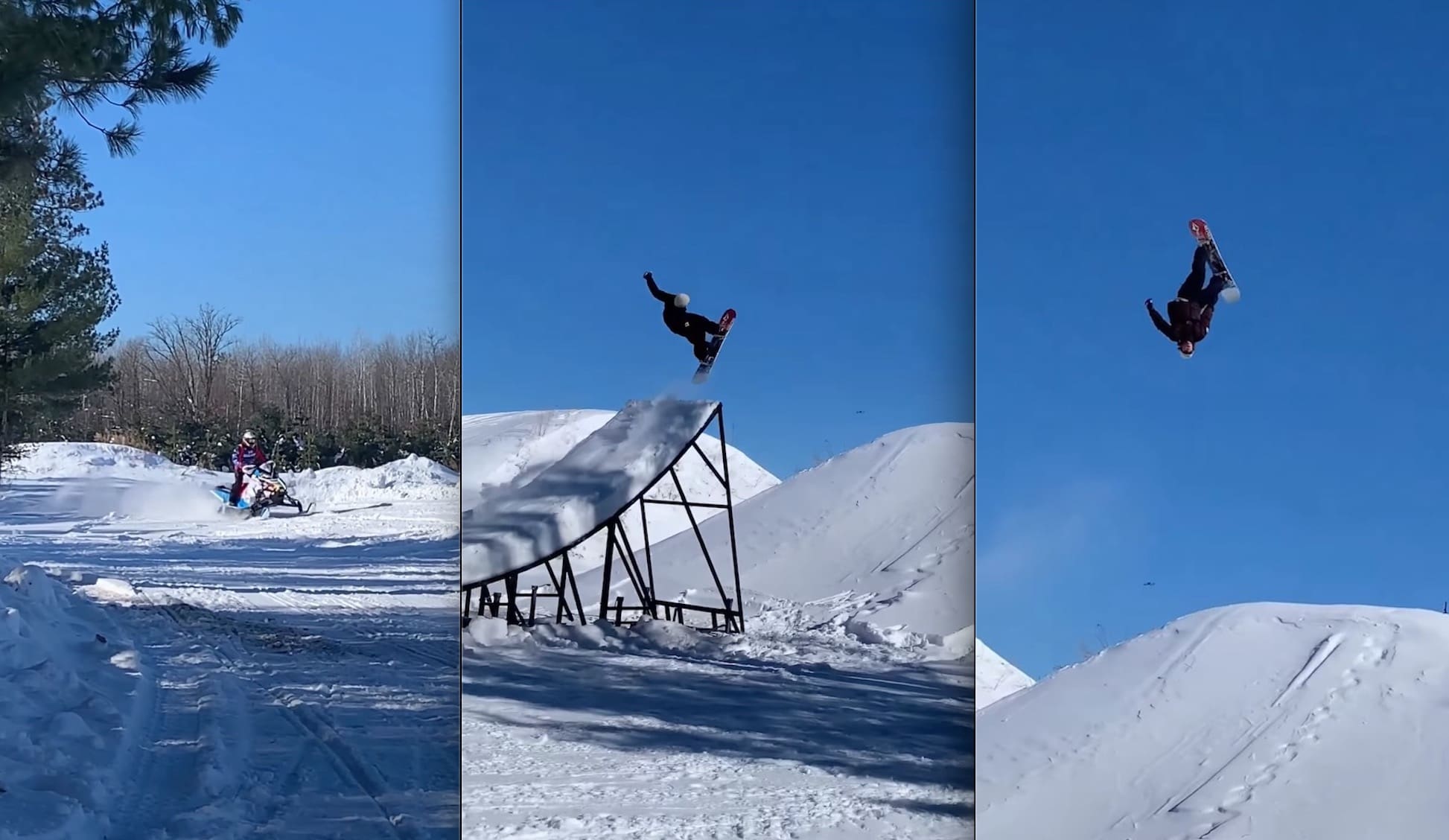 VIDEO: Snowboarder Sends Massive Backflip Off Freestyle Snowmobile Kicker