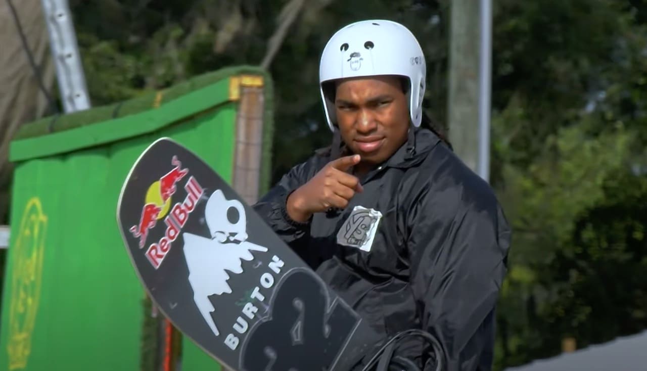 Zeb Powell Goes Wakeboarding On His Trademark 205cm Snowboard