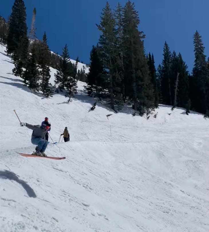 VIDEO: Snowbird Skier Clears Cat Track In Majestic Springtime Send